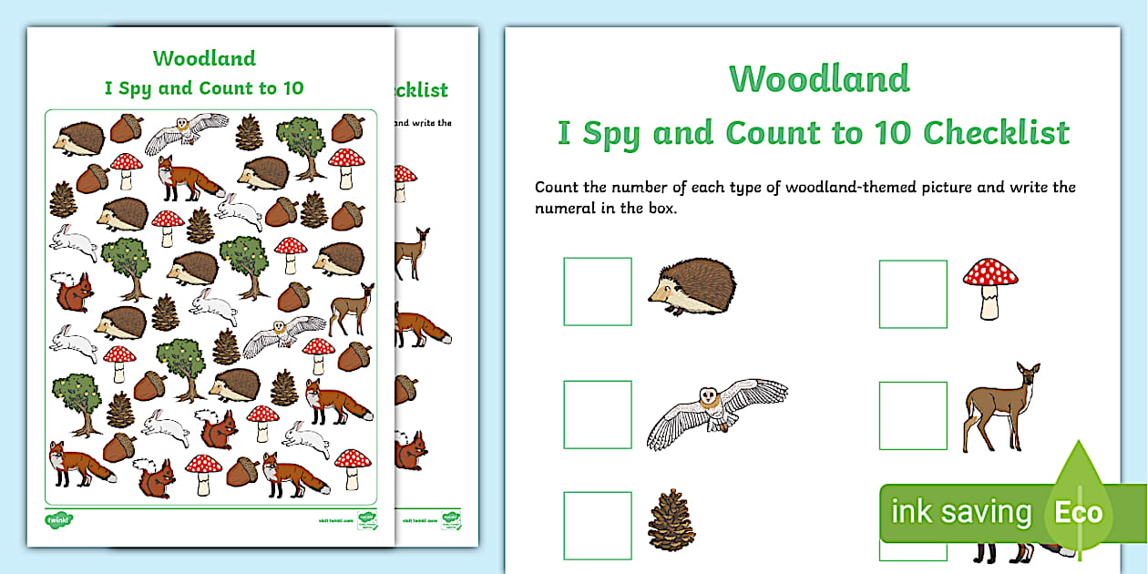 👉 Woodland I Spy and Count to 10 (teacher made) - Twinkl