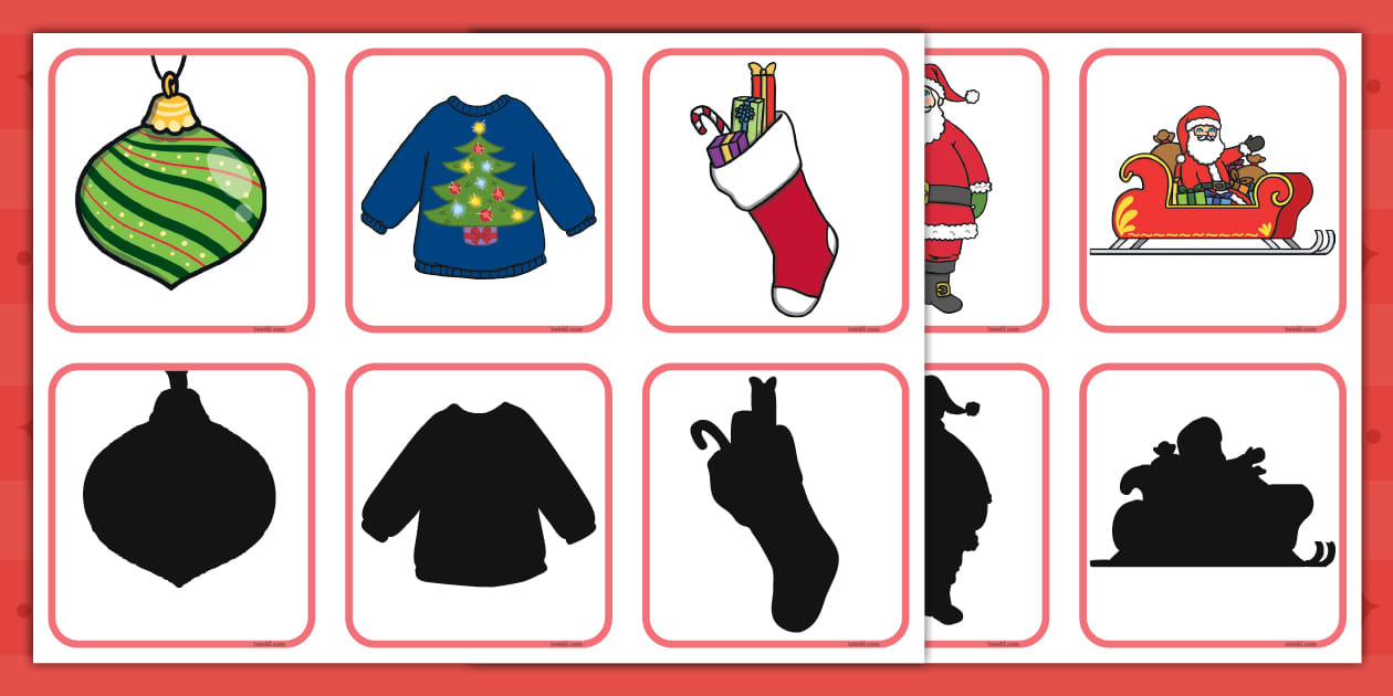 Christmas Images Shadow Matching Card Game (teacher made)