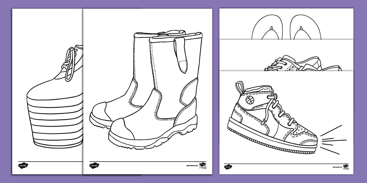 Shoe Coloring Pages (teacher made) - Twinkl