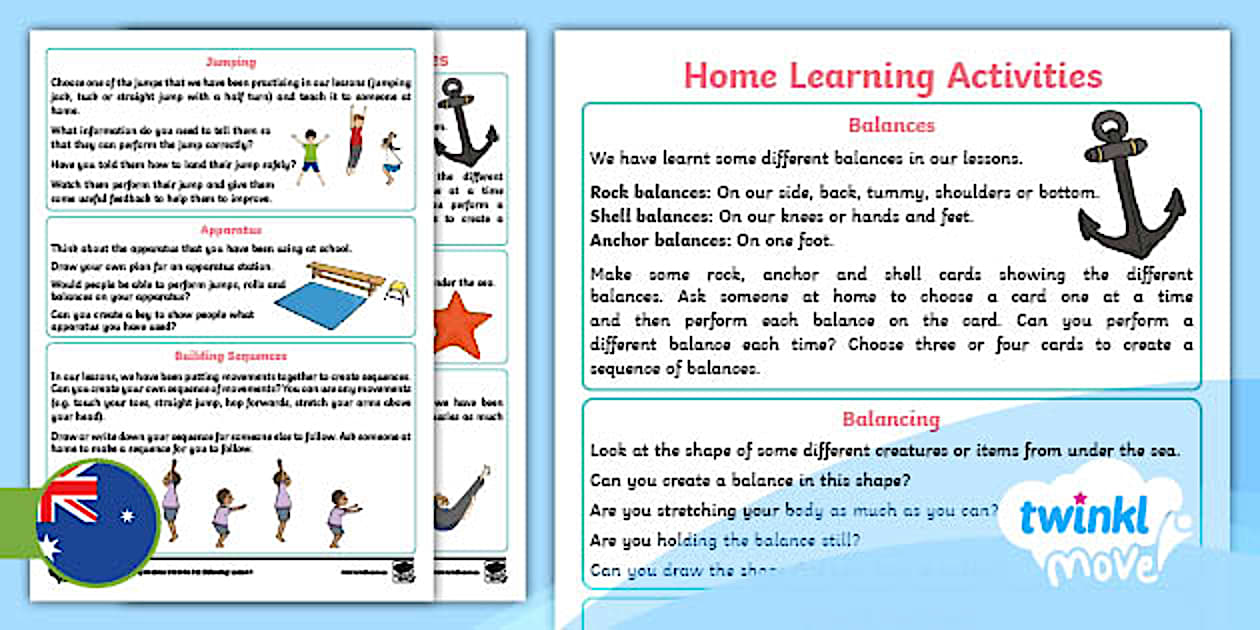 Move PE - Y2 Gymnastics: Under the Sea Home Learning Tasks