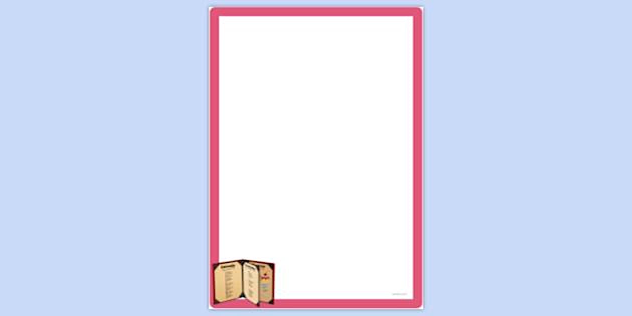 Editable Spanish Menu Restaurant Page Border (teacher made)