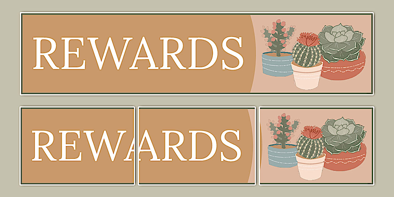 Succulents-Themed Rewards Display Banner (teacher made)