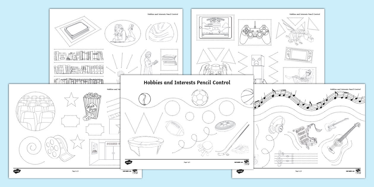 My Hobbies and Interests Pencil Control Sheets - Twinkl