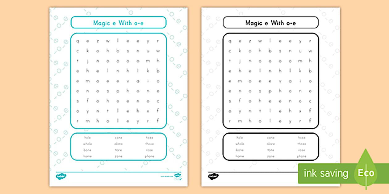 Magic e With o-e Words Word Search (teacher made) - Twinkl