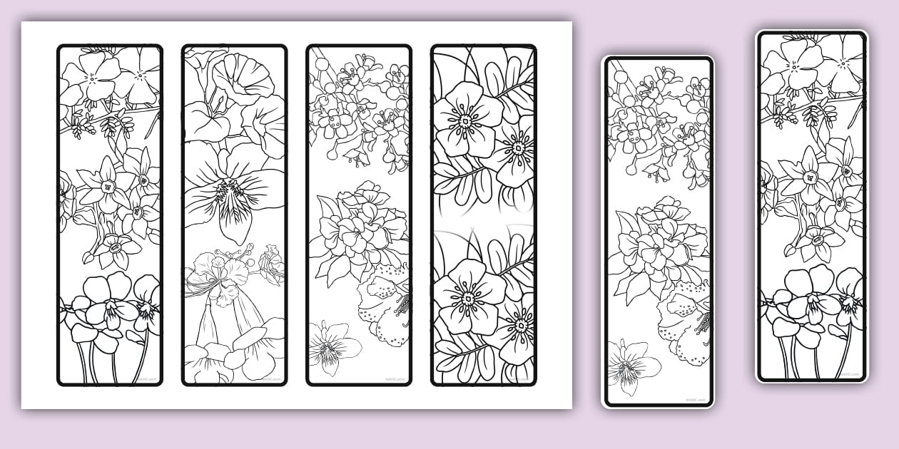 Flowers Colouring Bookmarks - Twinkl Bookmarks