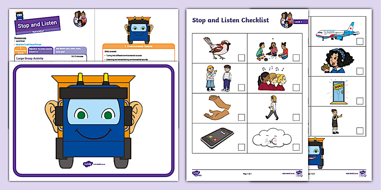 Twinkl Phonics Skill 1 Environmental Sounds Stop and Listen Activity ...