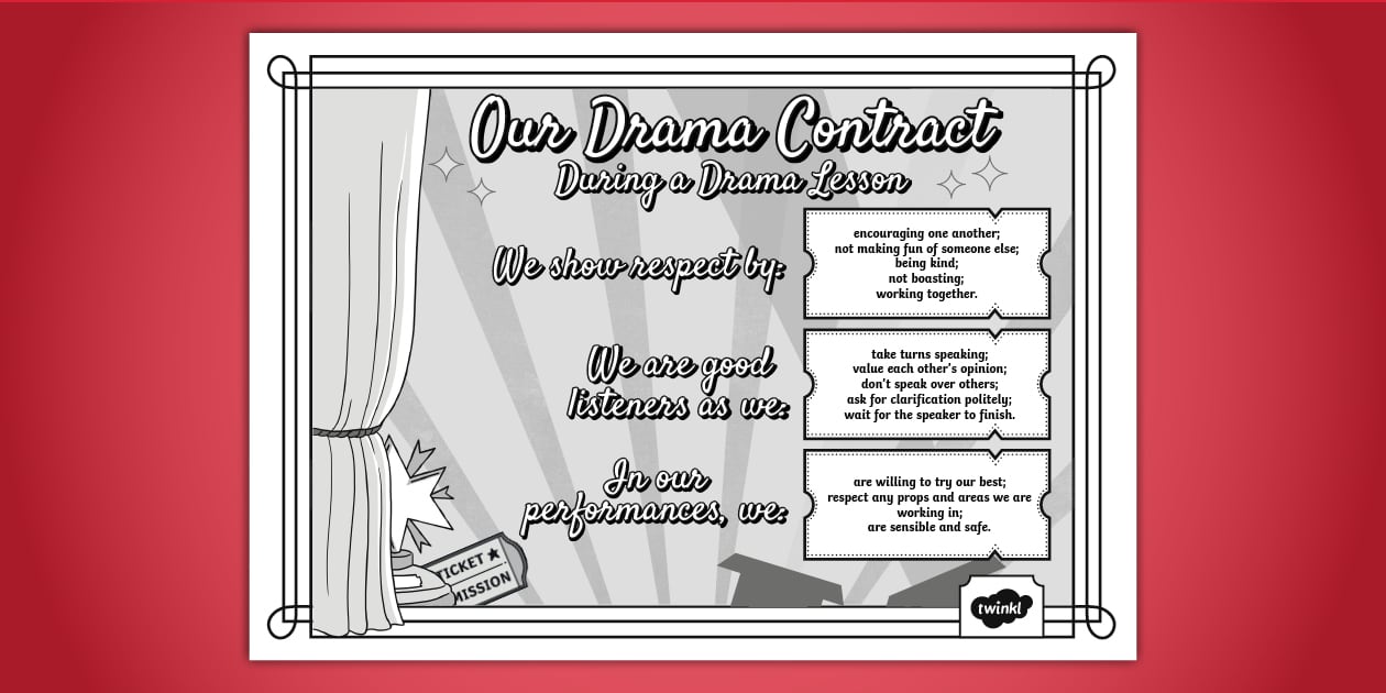 Old Hollywood Themed Drama Contract Poster (Teacher-Made)