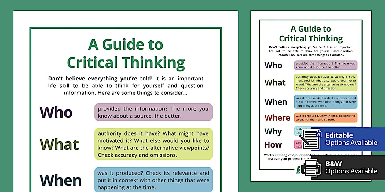 Critical Thinking Skills PDF Display Poster | Beyond English