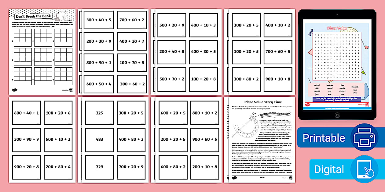 Place Value Games Pack for 3rd-5th Grade (teacher made)