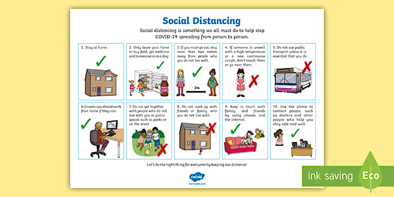 Social Distancing Poster - Home Learning Resources - Twinkl