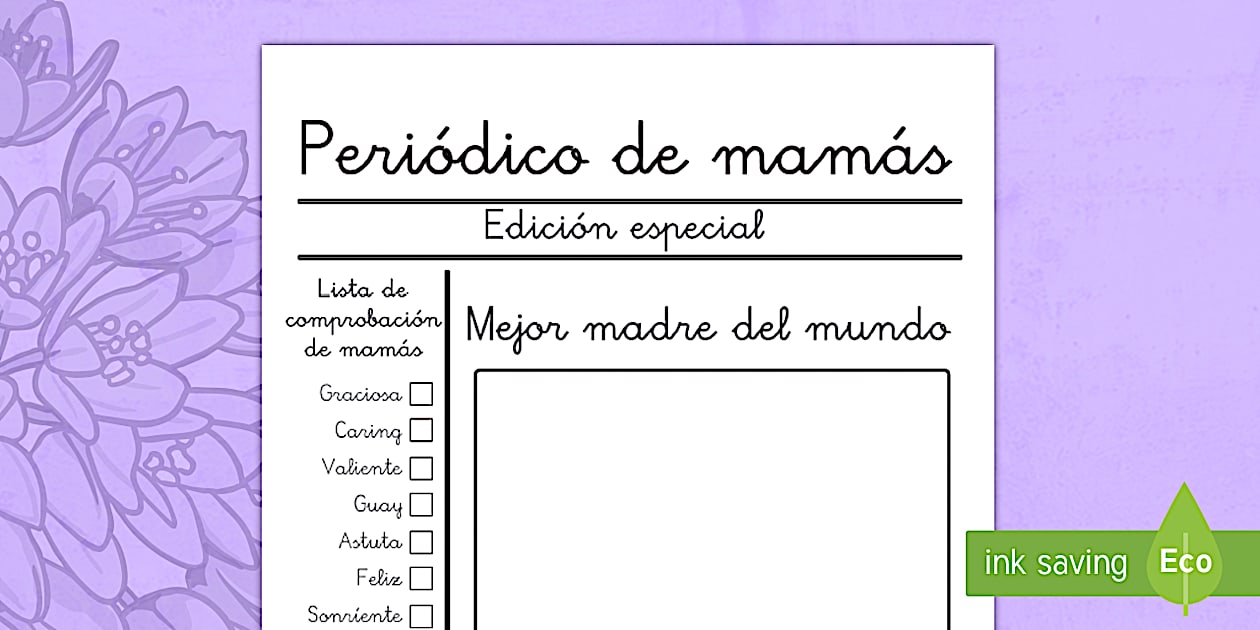Ficha de actividad: Periódico - Día de la Madre - Twinkl