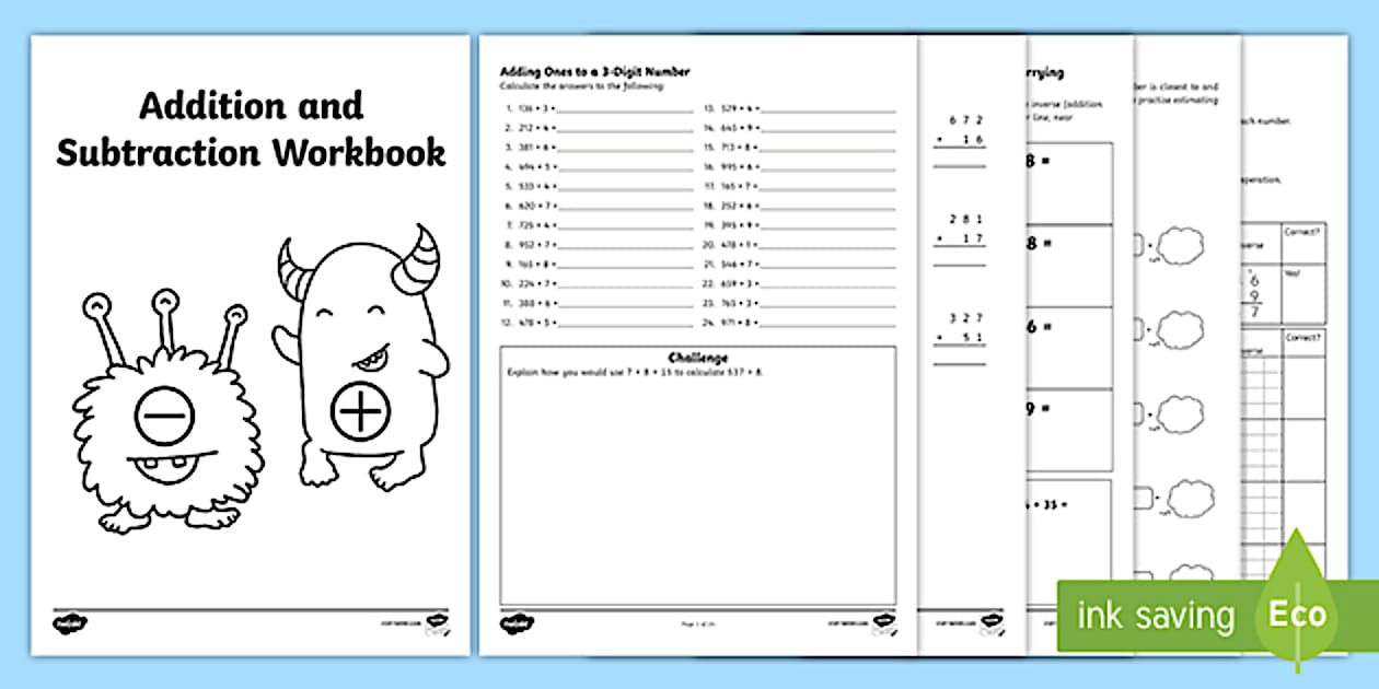 Maths Addition and Subtraction Workbook - PDF Resource