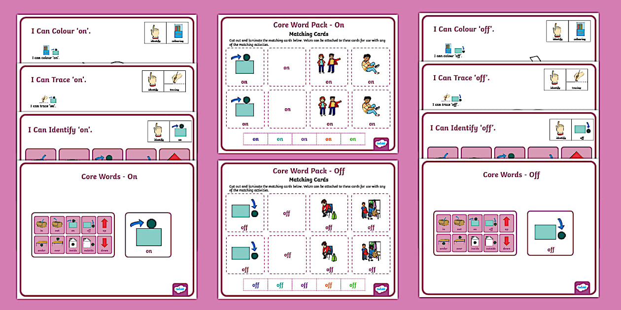 Core Word Pack On/Off (Position) (teacher made) - Twinkl