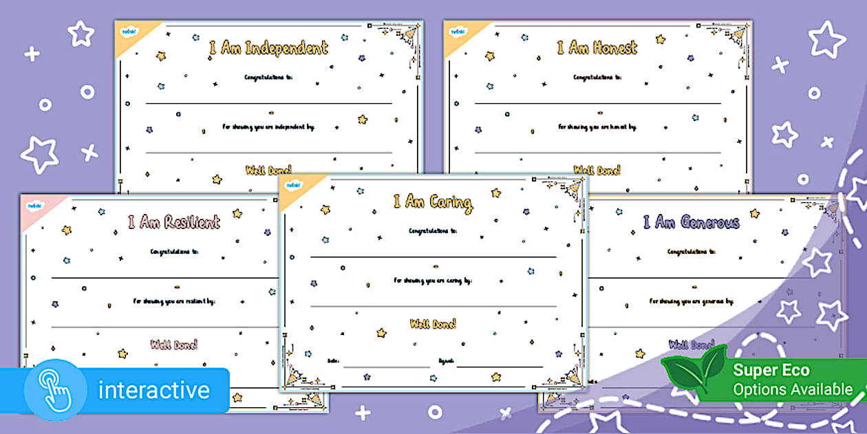 Positive Values Certificates (teacher made) - Twinkl