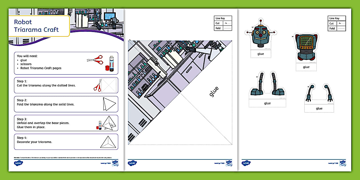 Robot Triarama Craft (teacher made) - Twinkl