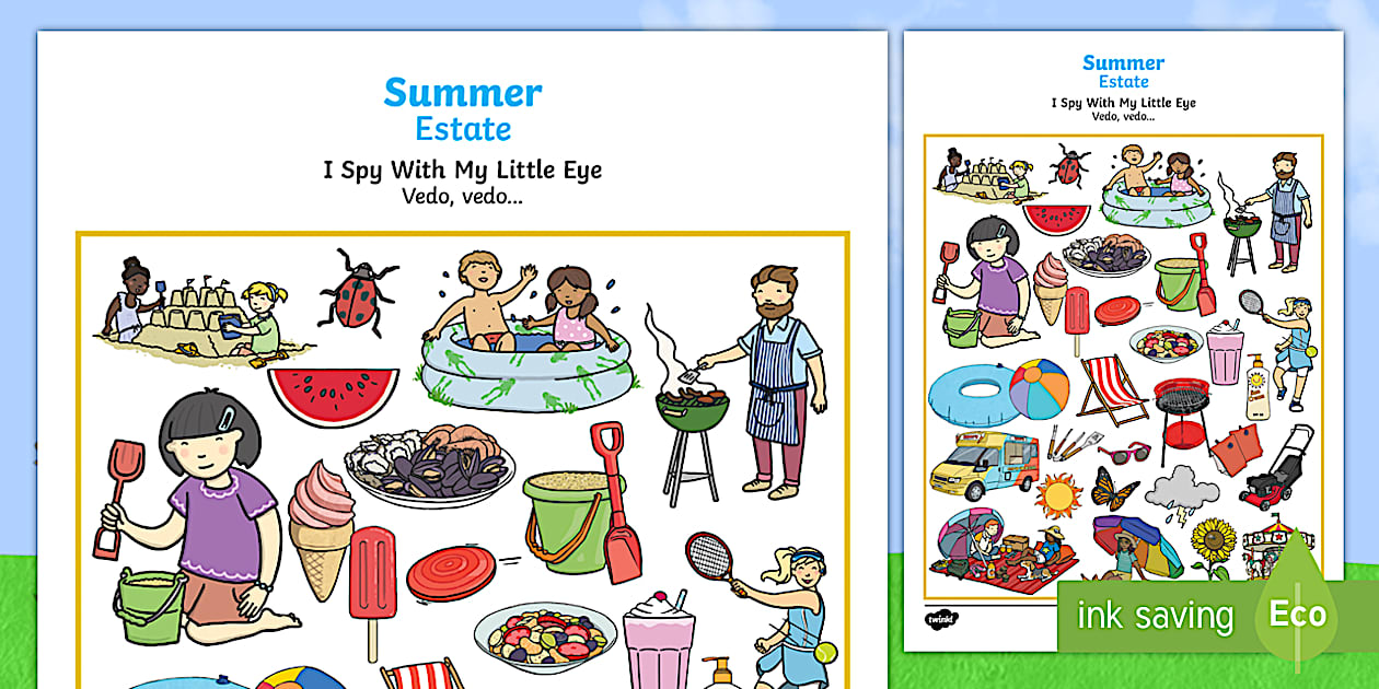 Summer-Themed I Spy With My Little Eye Activity English/Italian