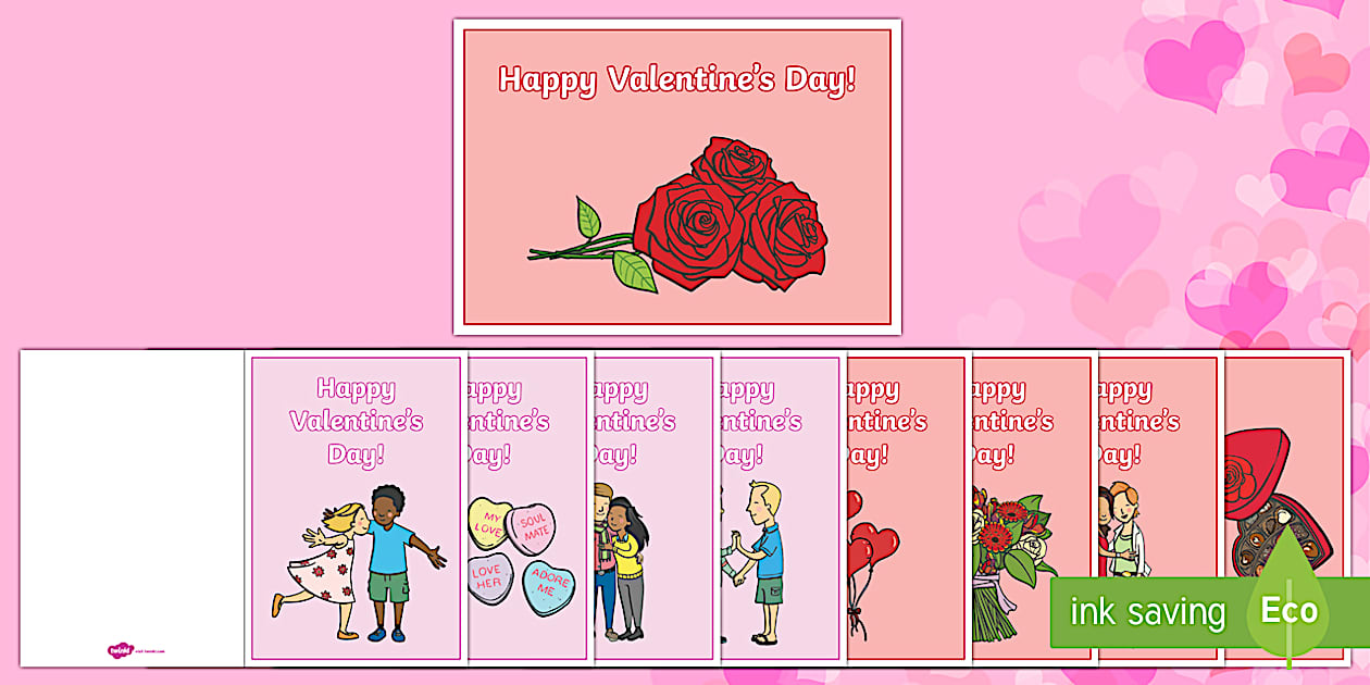 Black and White Children's Valentine's Day Themed Cards