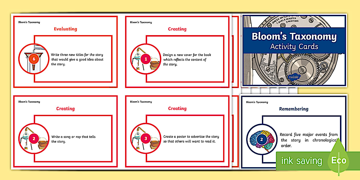 Editable Blooms Taxonomy Cards Flashcards (teacher made)