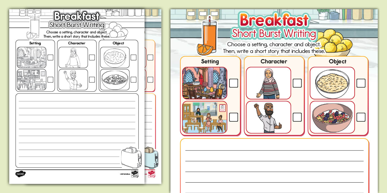 Breakfast Short Burst Writing Template