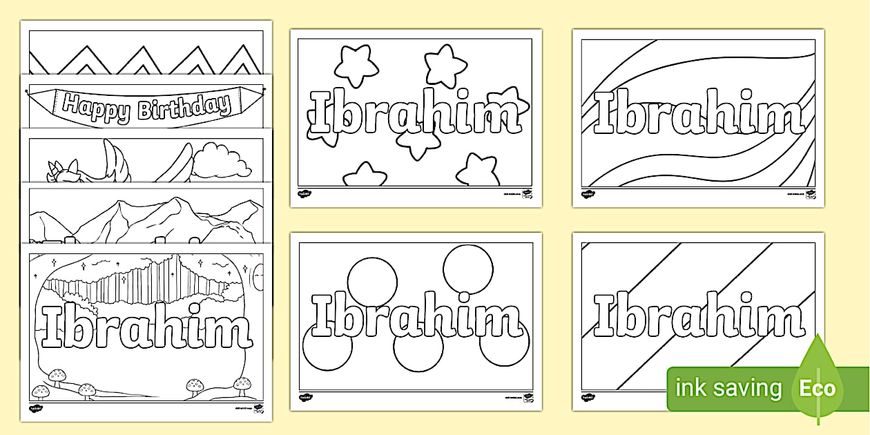 Ibrahim Name Simple Colouring Activity Sheet | Twinkl | KS1
