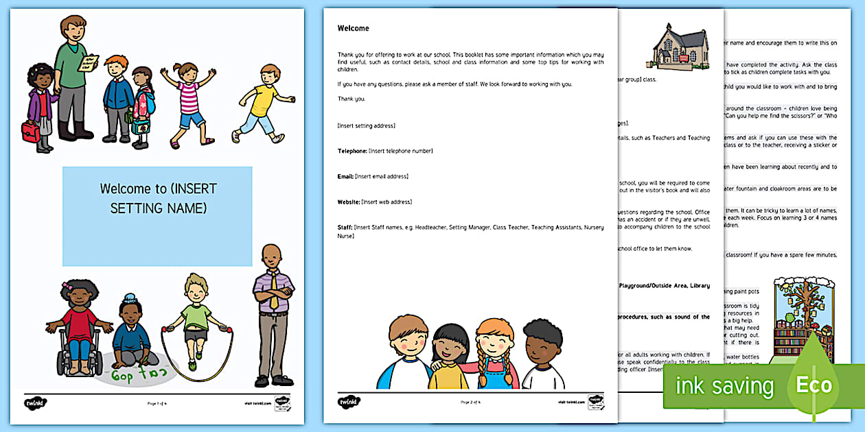 Editable Information for School Helpers Booklet - Twinkl