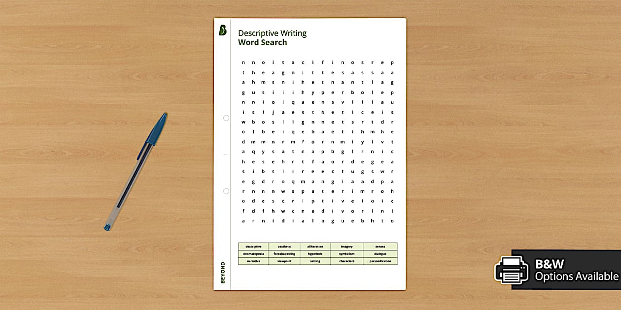 Descriptive Writing Word Search | Twinkl Ireland - Twinkl