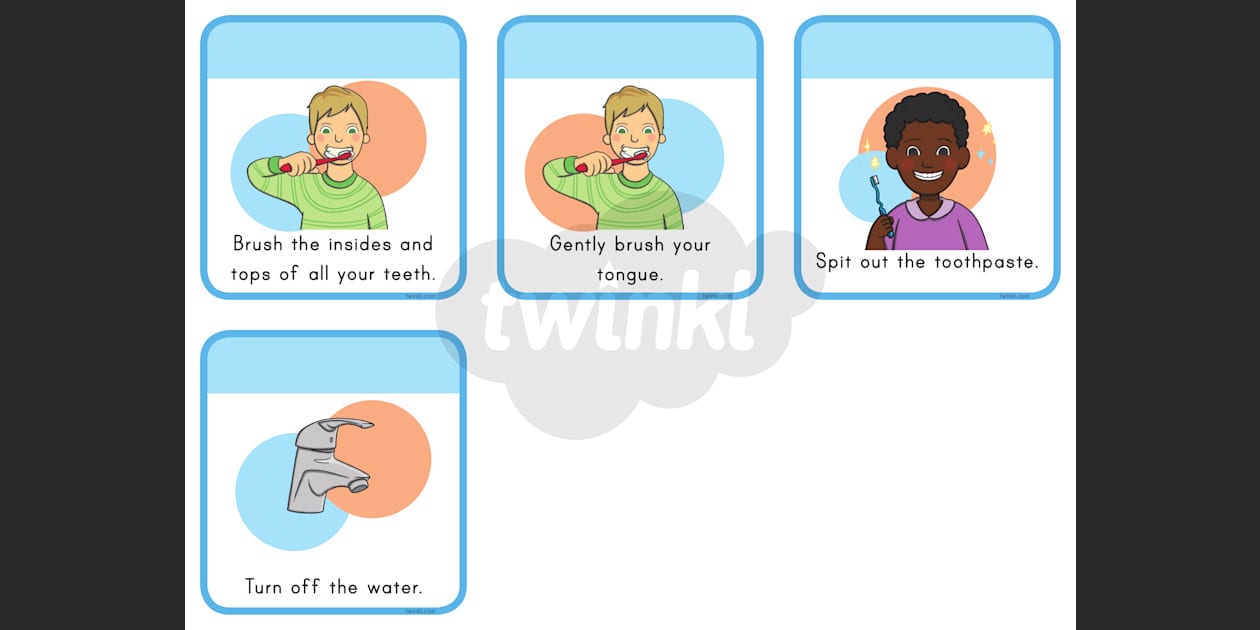 steps in brushing teeth