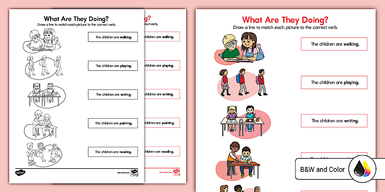 What Are They Doing? Verbs Worksheet for ELL Newcomers
