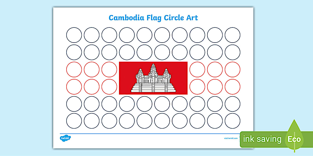 Cambodia Flag Circle Art Worksheet | Geography | Twinkl KS1
