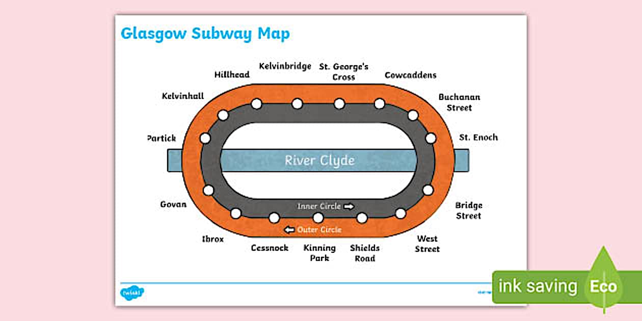 Glasgow Subway Map (teacher made) - Twinkl
