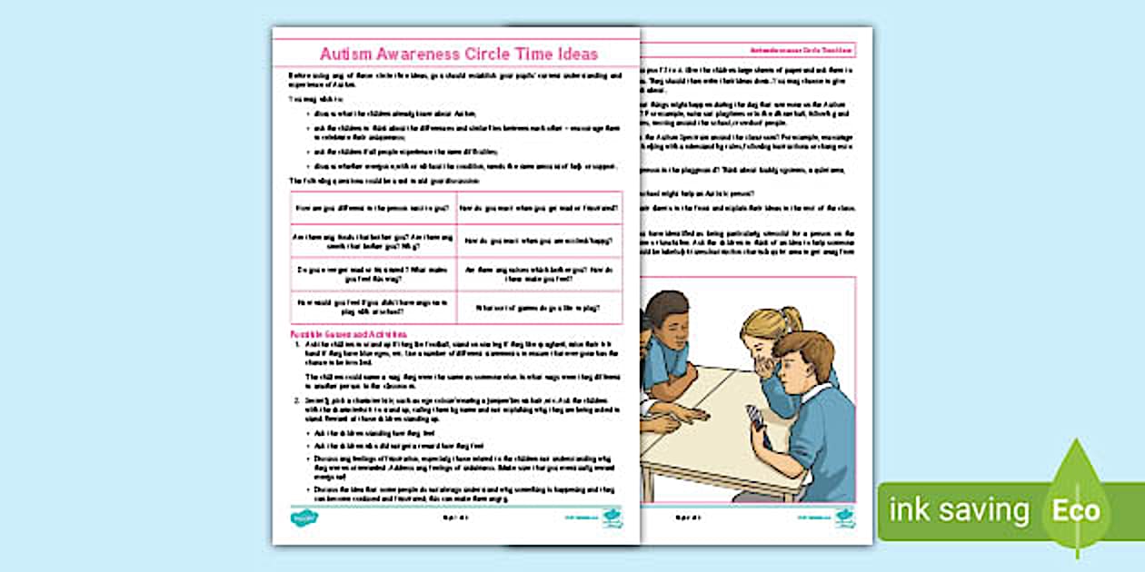 Autism Awareness Circle Time Teaching Ideas - Twinkl