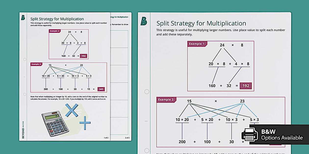 Split Strategy for Multiplication Worksheet (teacher made)