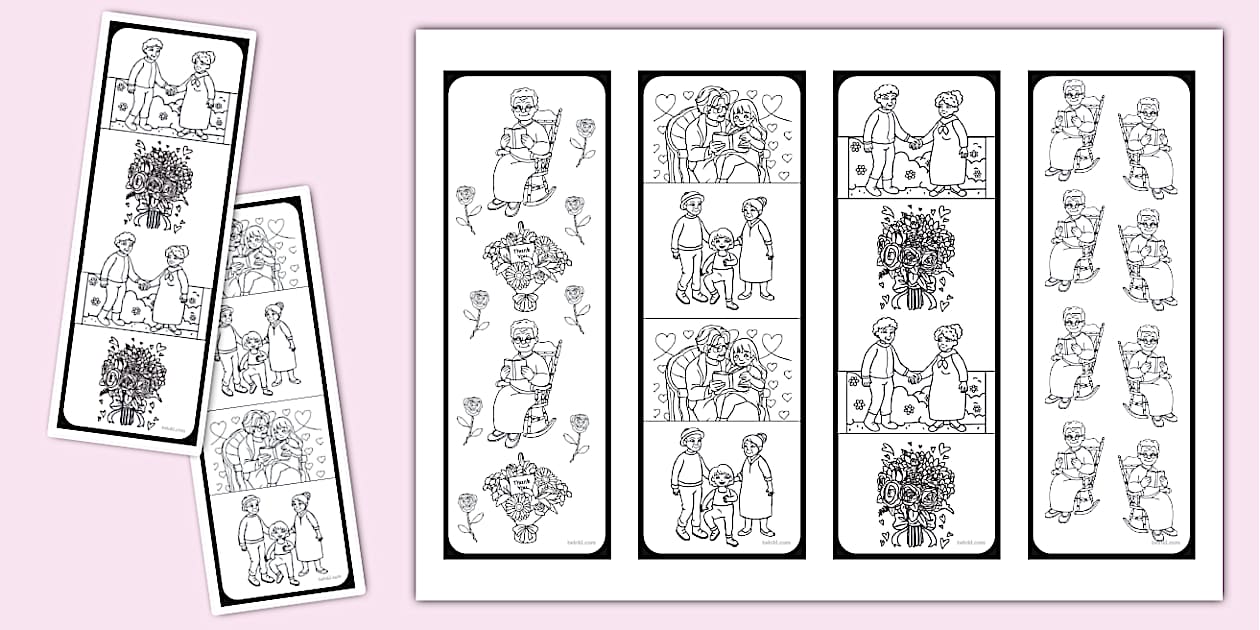 Grandparents' Day Colouring Bookmarks (Teacher-Made)