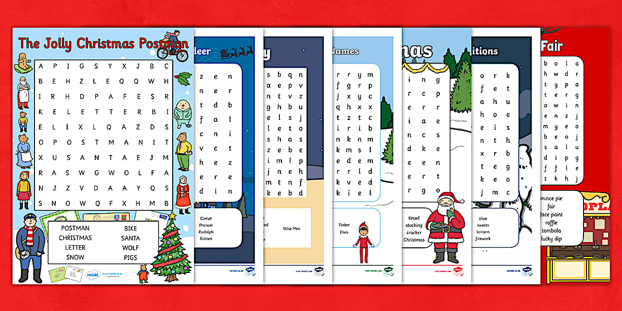 KS1 Christmas Word Searches Activity Pack - Twinkl