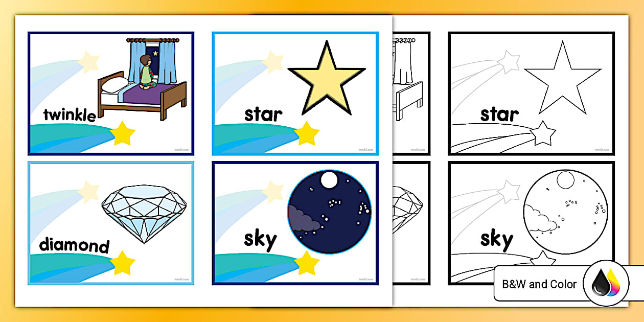 Twinkle, Twinkle, Little Star Nursery Rhyme Flash Cards
