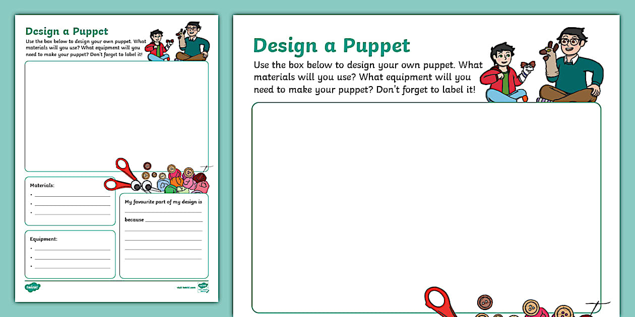 Design a Puppet Worksheet (Hecho por educadores) - Twinkl