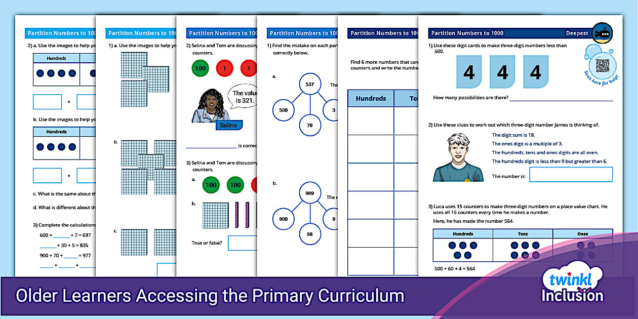 SEND: Older Learners Diving into Mastery: Partition Numbers to 1000 Part 2