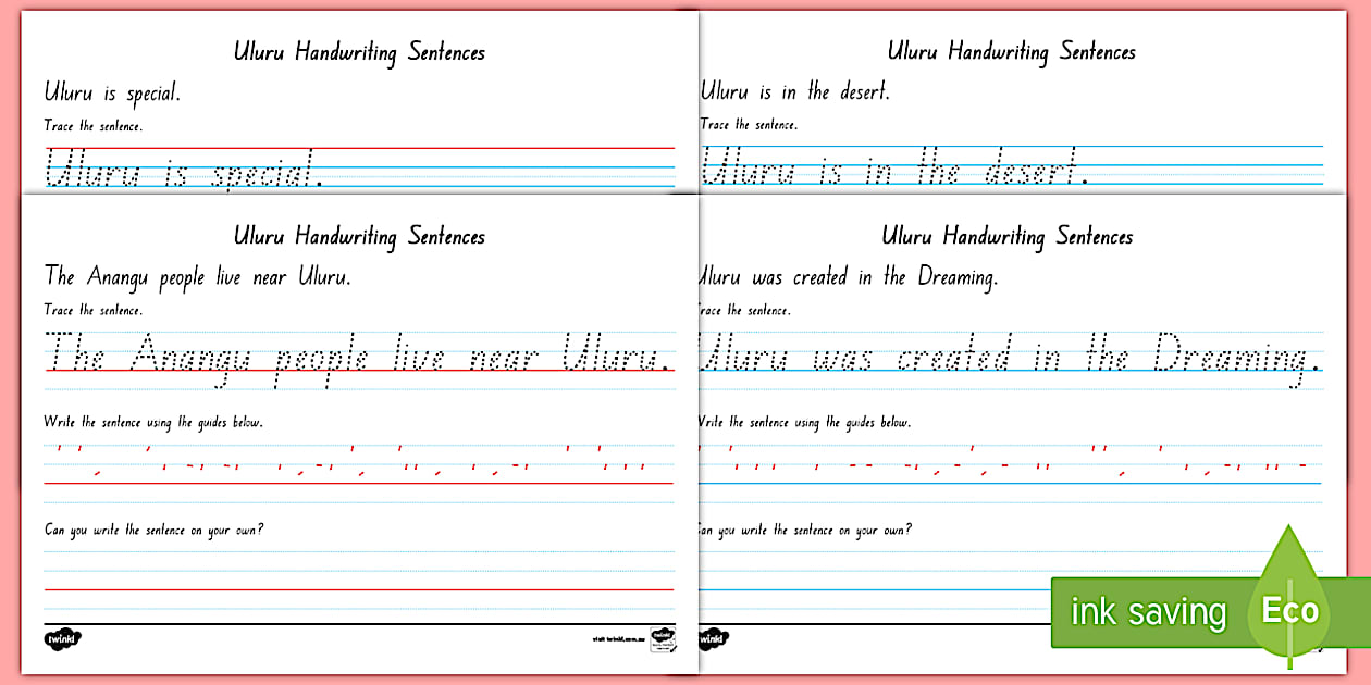 QLD Uluru Handwriting Practice Year 1 Worksheet - Twinkl