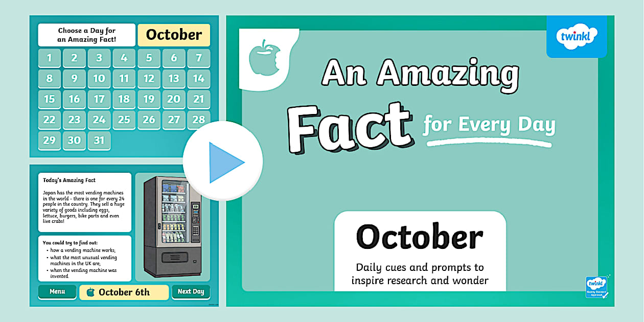 October Amazing Fact A Day Powerpoint and Sheets Activity Pack