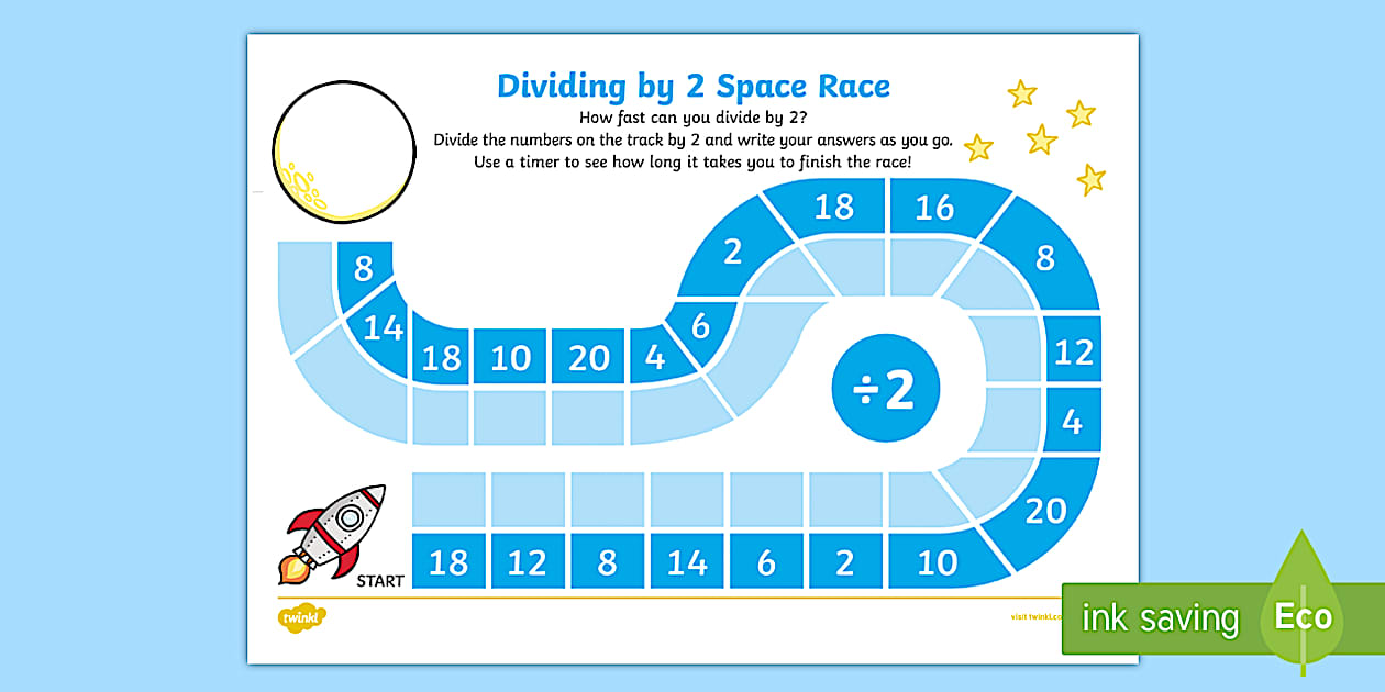 Divide by 2 Space Race Activity (teacher made) - Twinkl