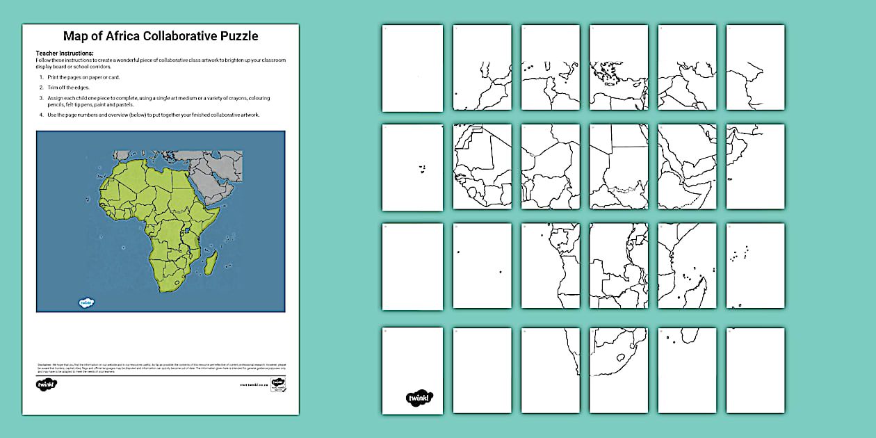 Map of Africa Collaborative Puzzle Activity - Twinkl