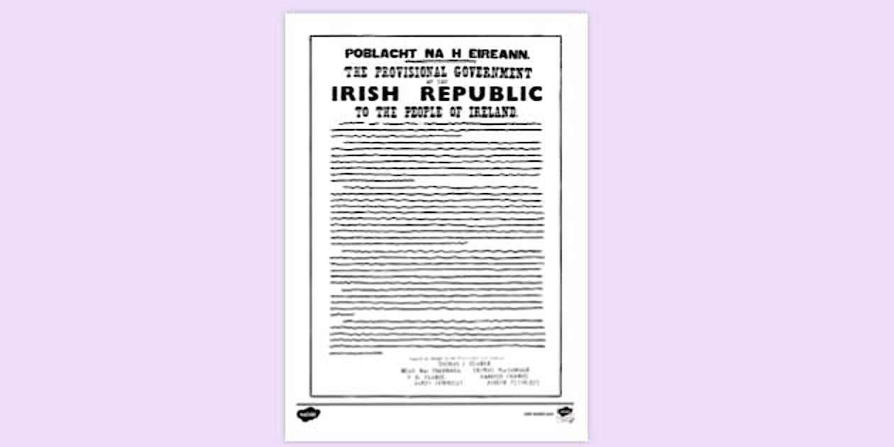 Irish Proclamation - Colouring Sheet (Teacher-Made) - Twinkl
