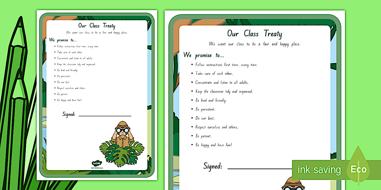 Explorer-Themed Class Agreement Display Poster - Twinkl