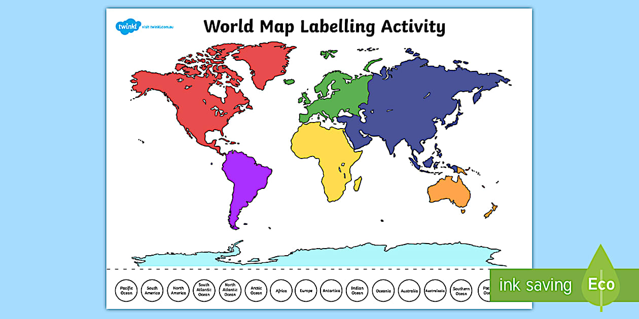 World Map Labelling Activity (teacher made) - Twinkl