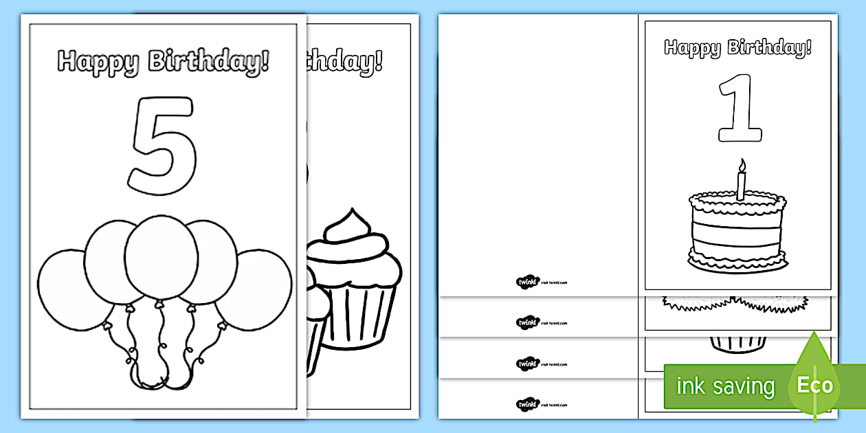 Birthday Age Colouring Cards (teacher made) - Twinkl