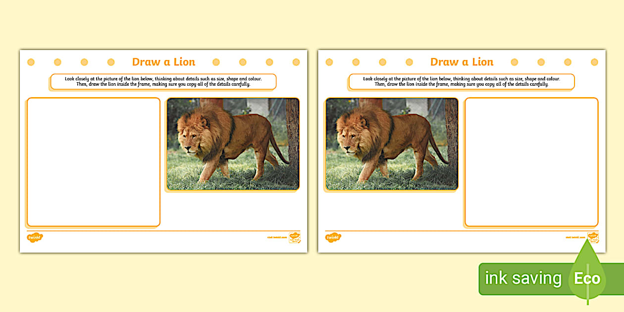 Draw a Lion Art Activity,lion (Teacher-Made) - Twinkl