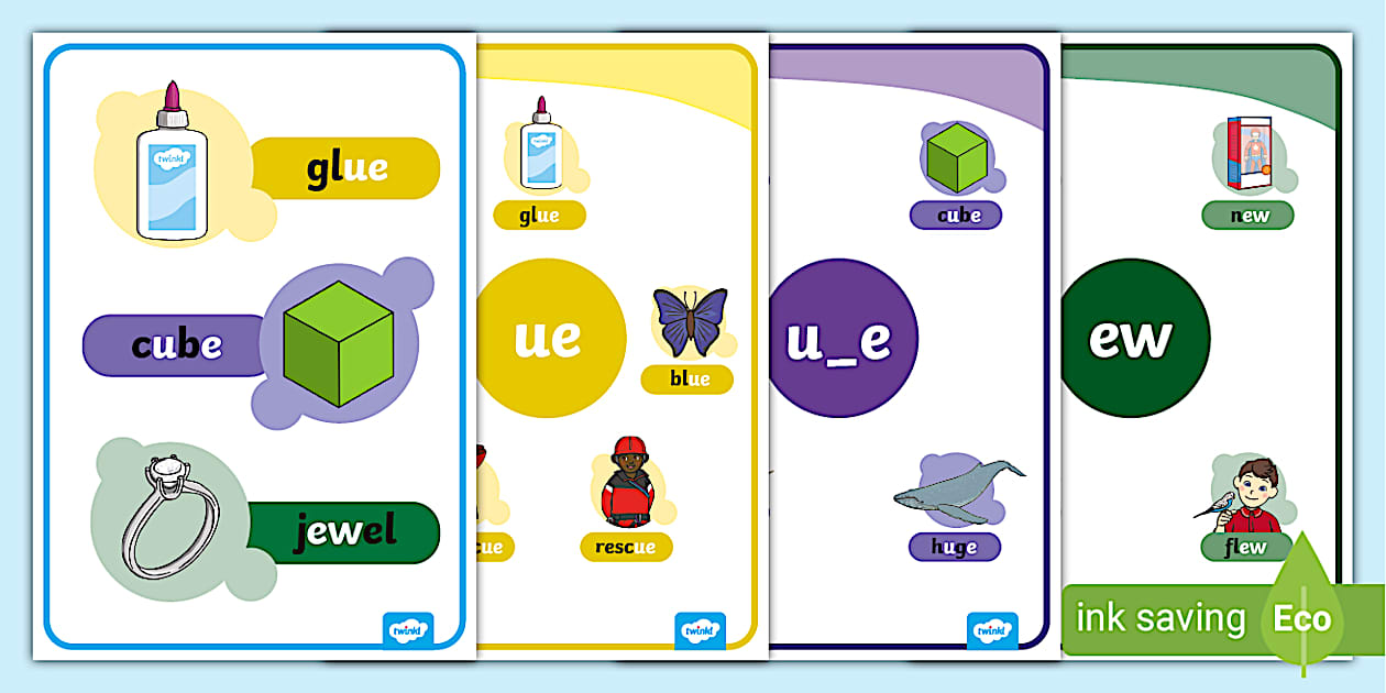 Long /ue/ sound posters Senior Infants (teacher made)