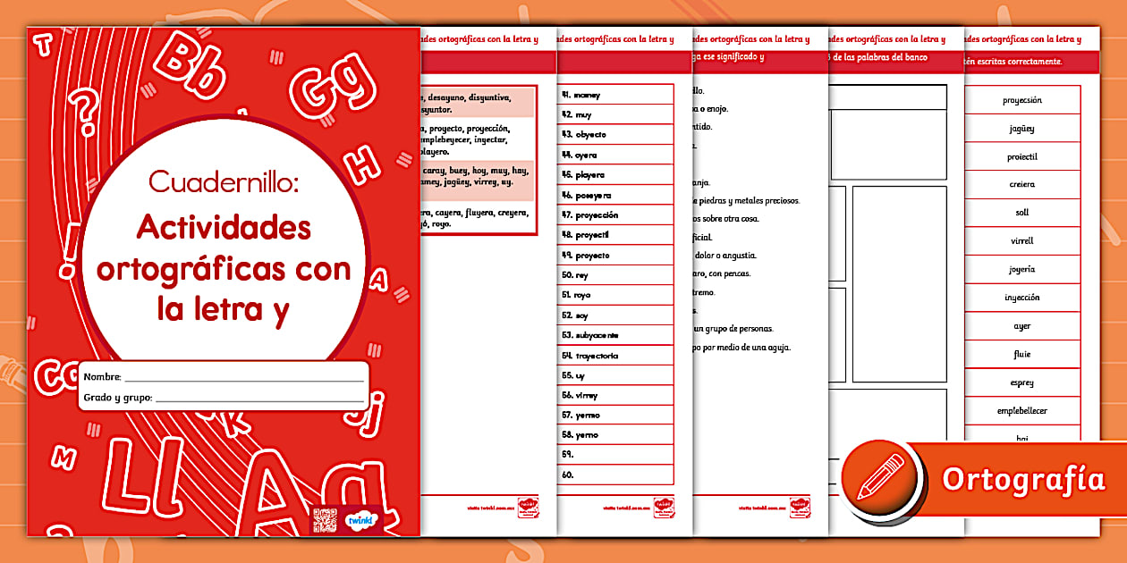 Cuadernillo: Actividades ortográficas con la letra y