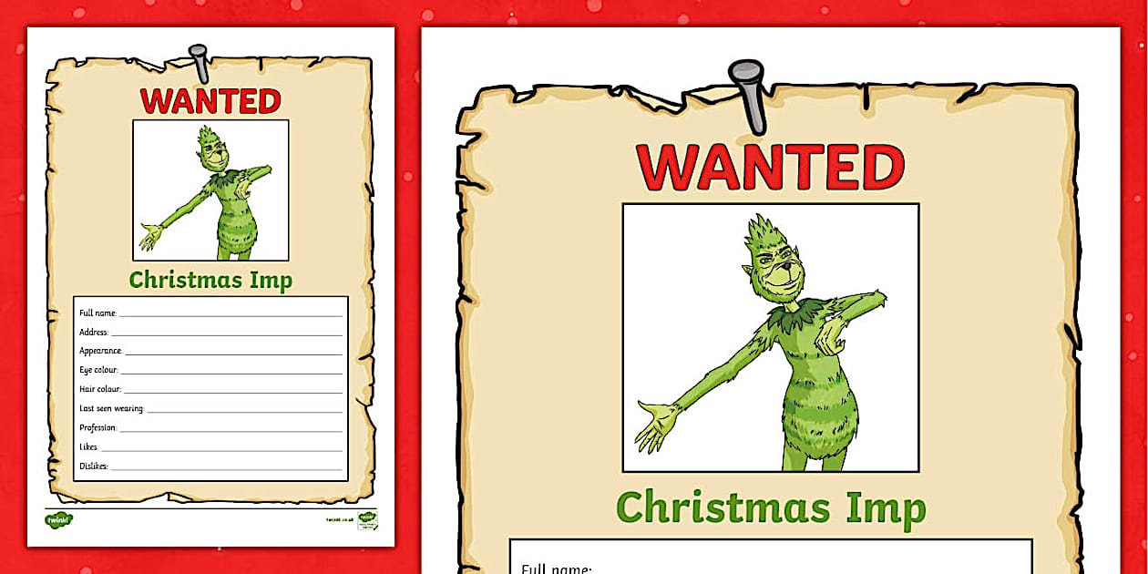 The Christmas Imp Editable Wanted Poster Template - Twinkl