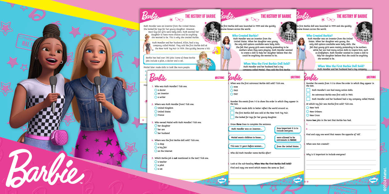 Barbie: The History of Barbie Reading Comprehension Ages 5-7